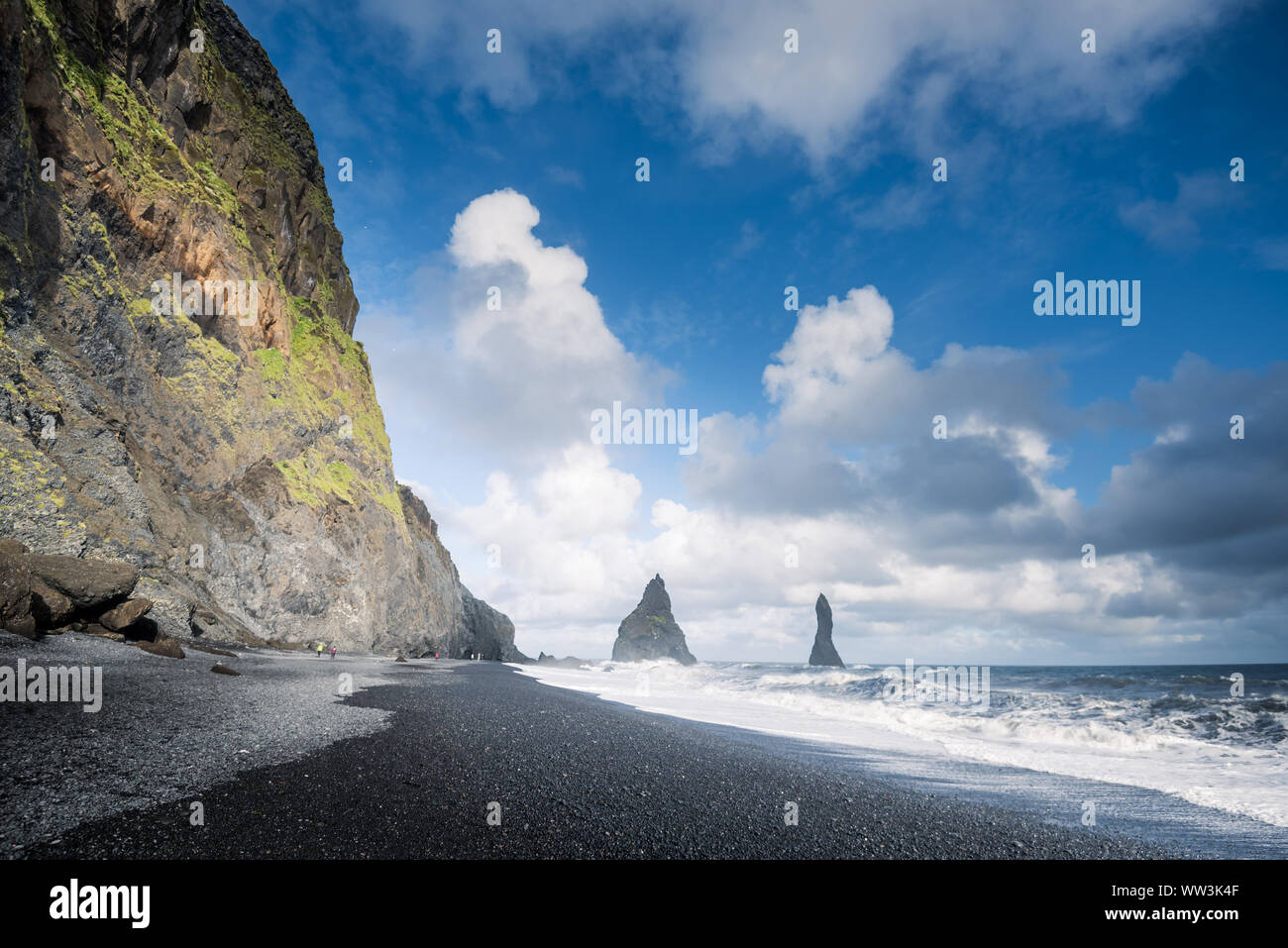 Reynisfjara Black Sand Beach in Vik, Iceland Stock Photo - Alamy