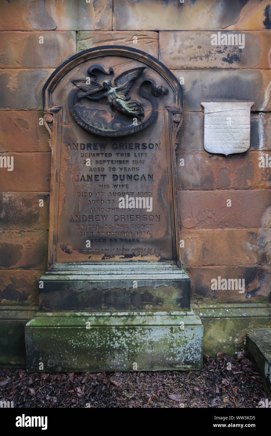 Andrew Grierson gravestone, New Calton Burial Ground, Edinburgh Stock ...