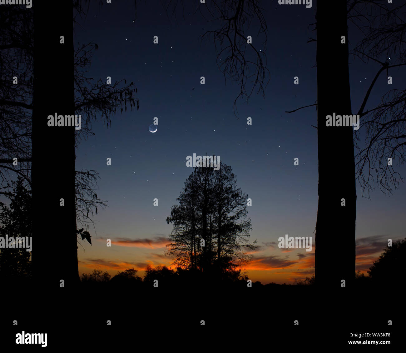 Crescent moon clouds stars sky hi-res stock photography and images - Alamy