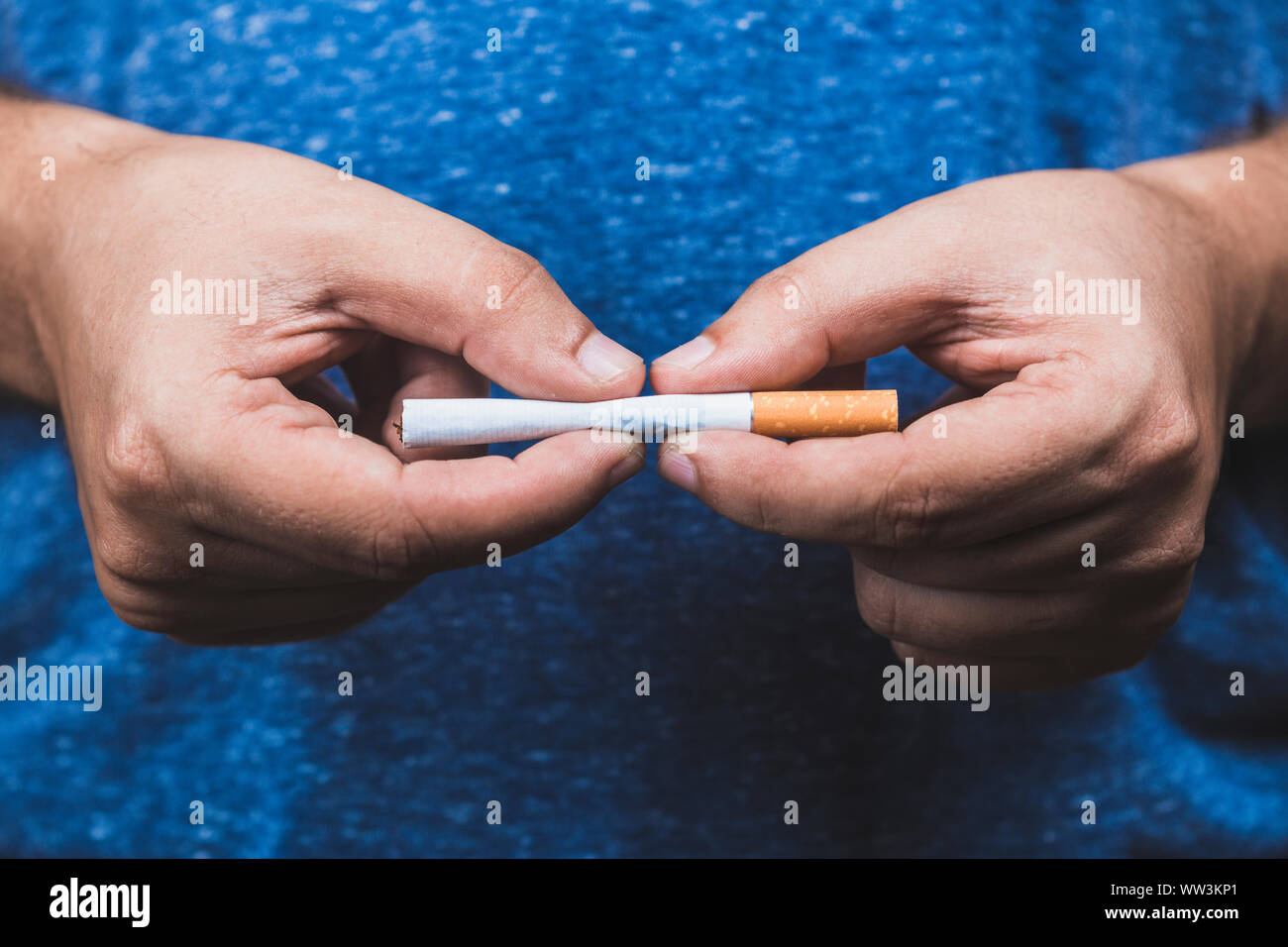 Stop smoking. Adult man breaking cigarette - Man Presenting Anti ...