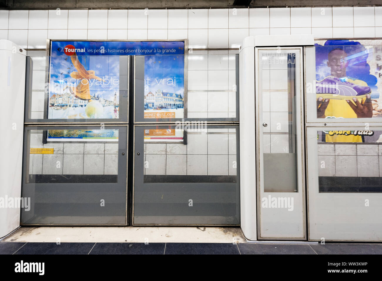 Paris, France - Jul 14, 2011: Security barrier at the platform of ...