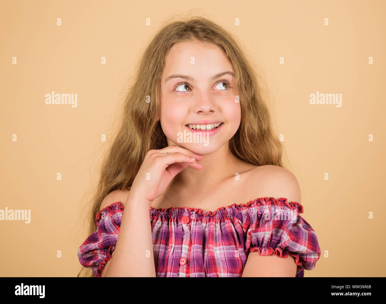 Adorable beauty model with cute smile. Happy childhood. Positive ...