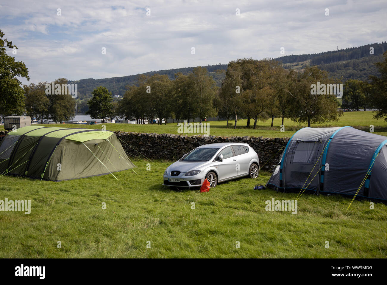 Camping at Coniston Hall Camp site Stock Photo - Alamy