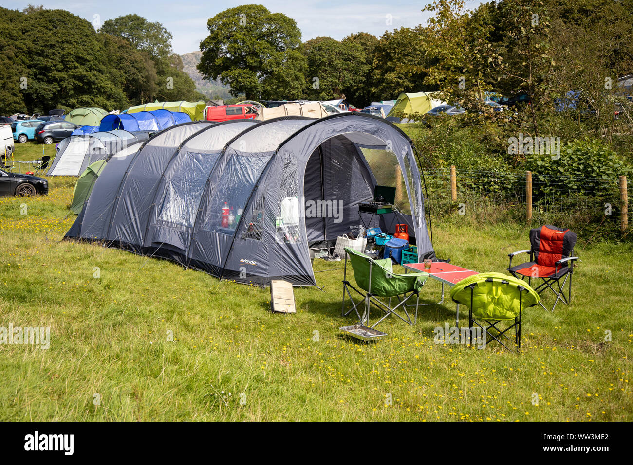 Camping at Coniston Hall Camp site Stock Photo - Alamy