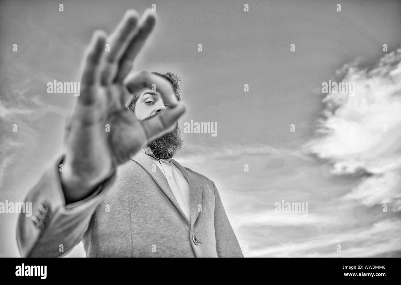 Spying watching and observing. Excellent concept. Man bearded ...