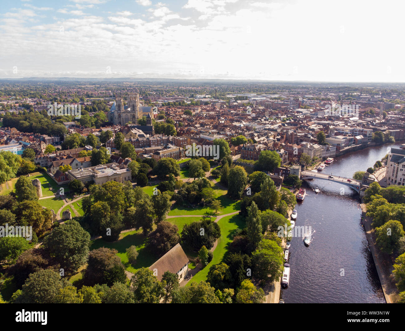 Aerial photo of the town of York located in North East England and ...