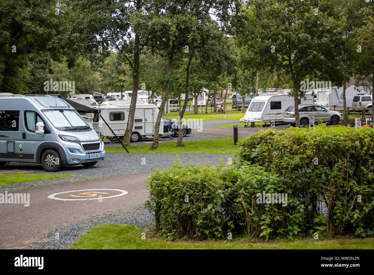 Hawes Caravan and Motorhome site Stock Photo - Alamy