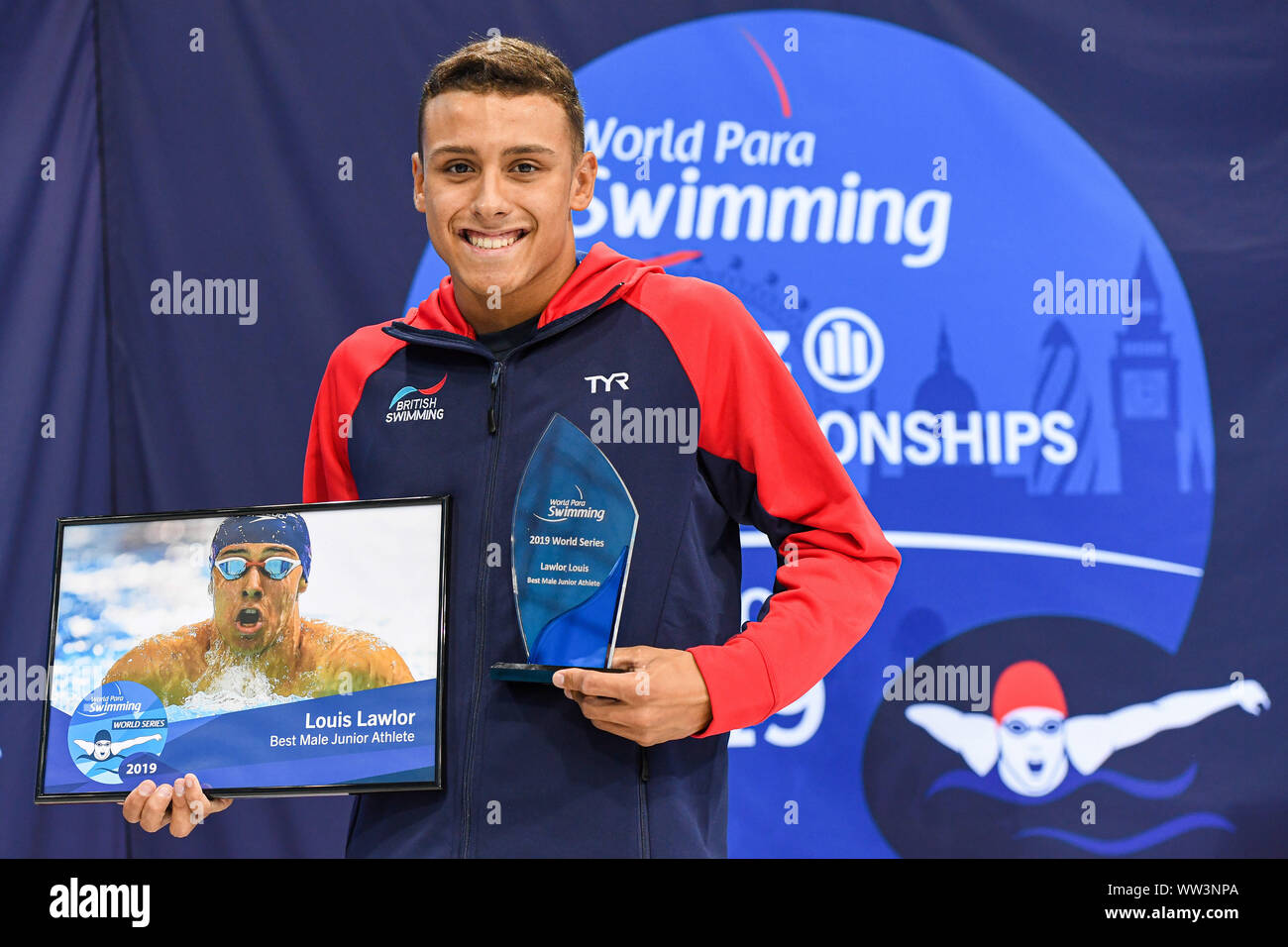 LONDON, UNITED KINGDOM. 12 Sep, 2019. Louis Lawlor won the Best Male ...