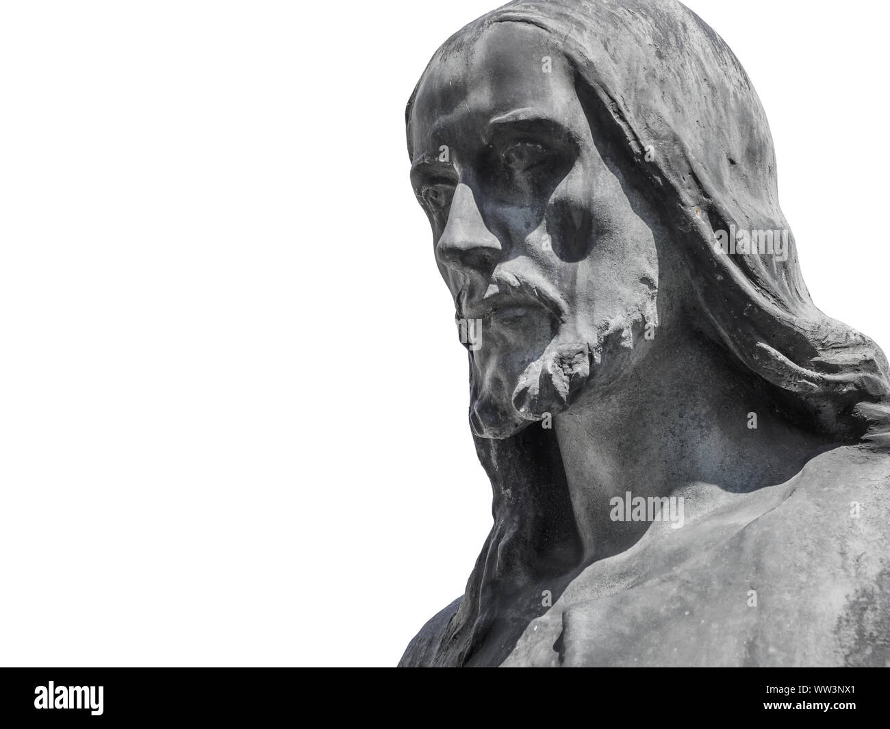Jesus statue isolated on white background. Copy space Stock Photo - Alamy