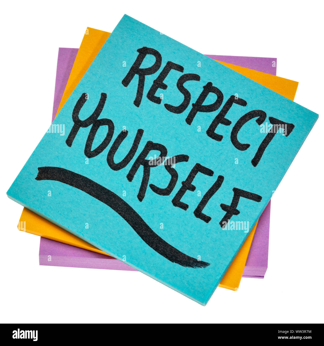 respect yourself reminder - handwriting on an isolated sticky note ...
