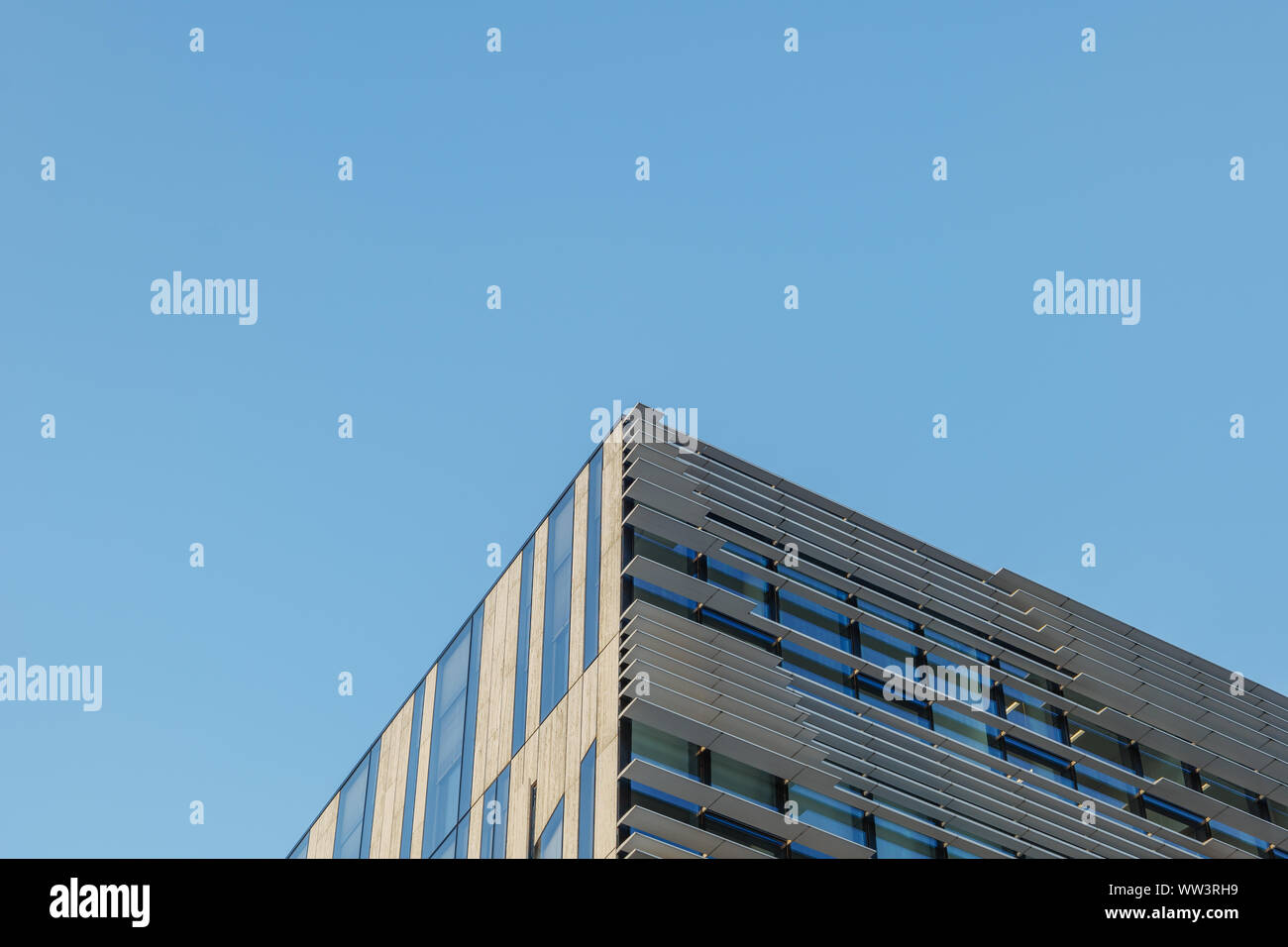 Detail of two different facade with 2 types of cladding panel sheet and ...