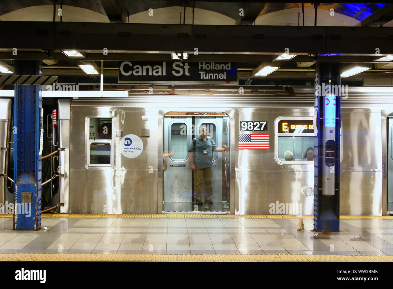 Subway train at the Canal Street 8th Avenue line platform. Manhattan on ...