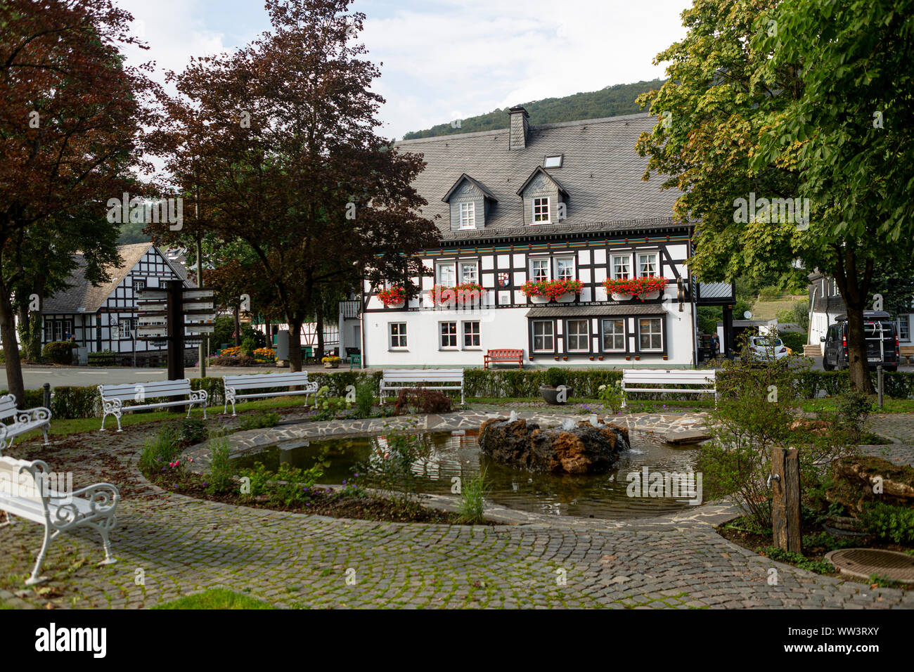 Central square of the spa village Grafschaft with the typical ...