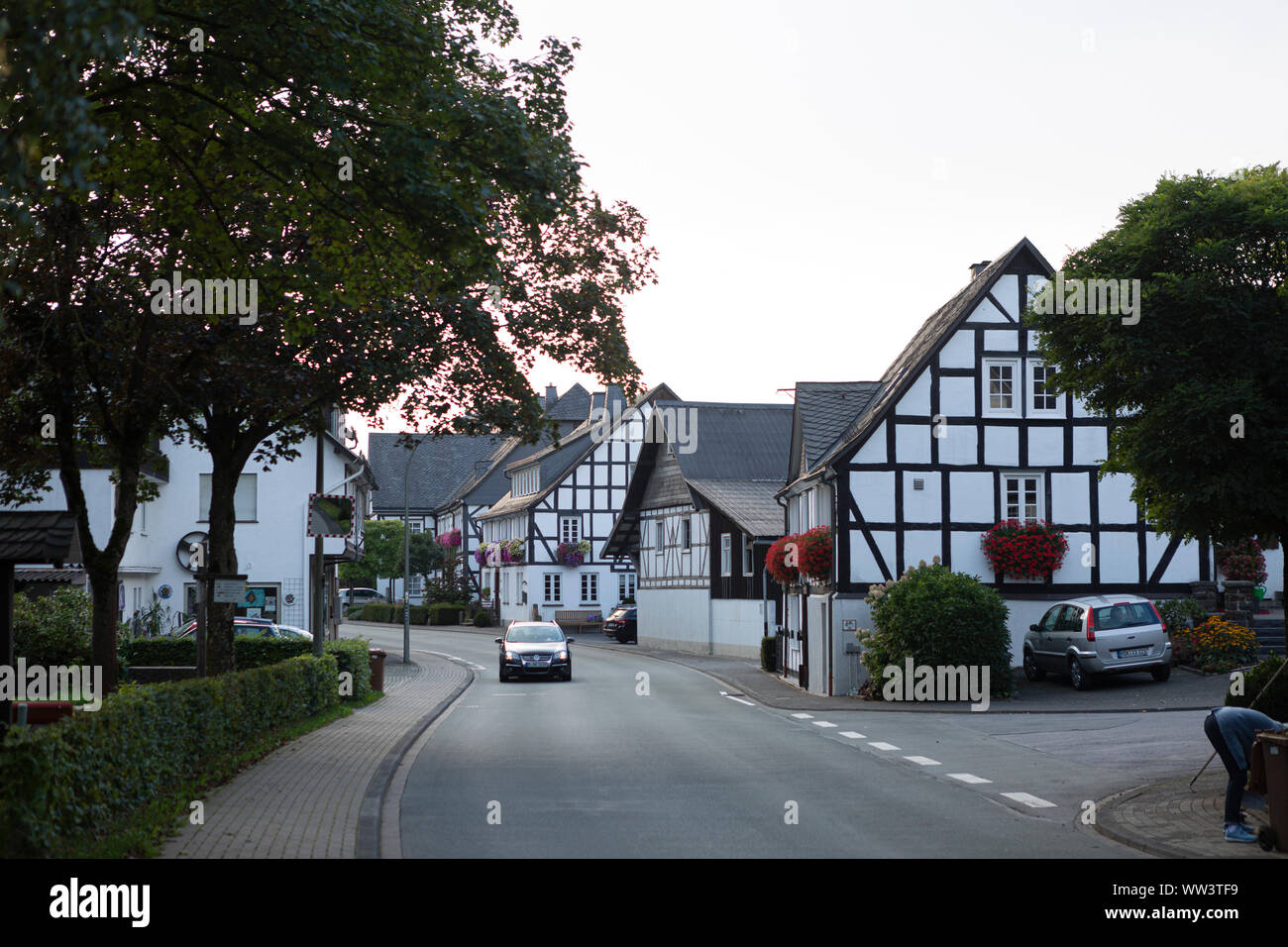 Village centre of Grafschaft with typical architecture of half-timbered ...