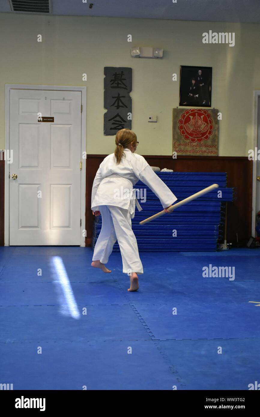 This action photo is of my daughter in her Karate class. Karate is a ...