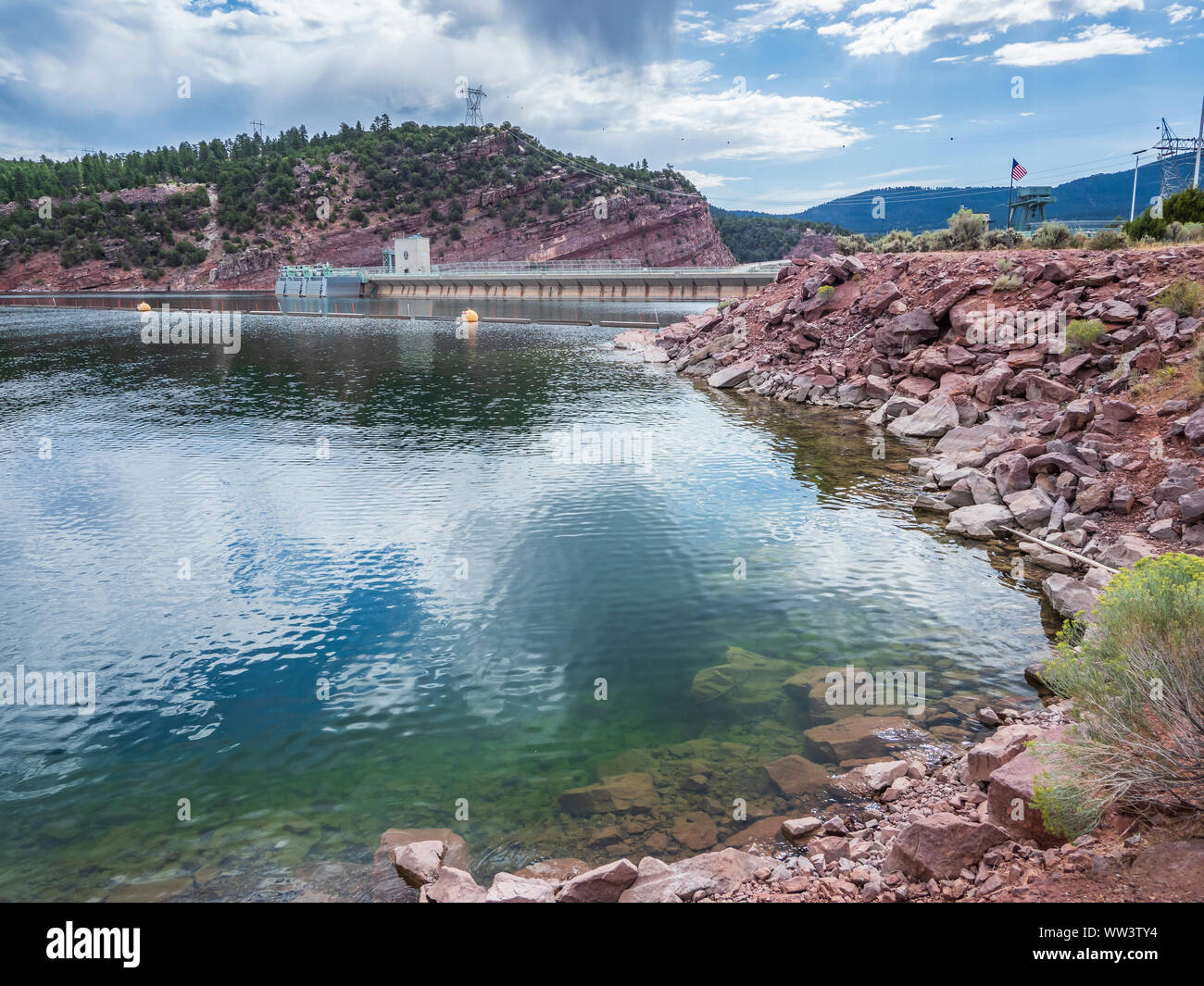 Reservoir above the dam, Flaming Gorge Dam, Flaming Gorge National ...