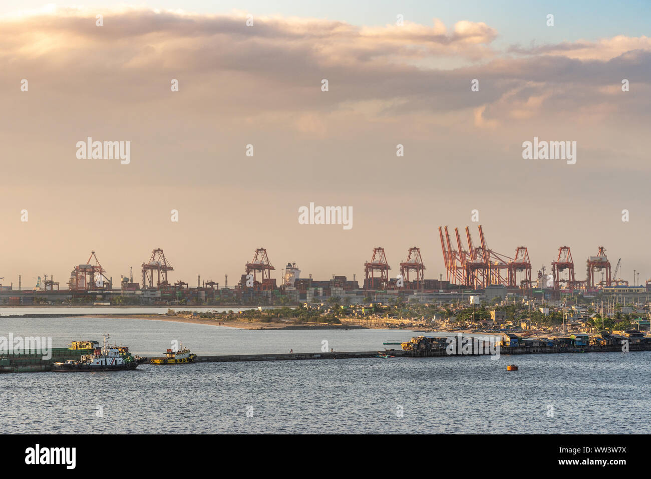 Manila, Philippines - March 5, 2019: Seen from South Harbor. Evening ...