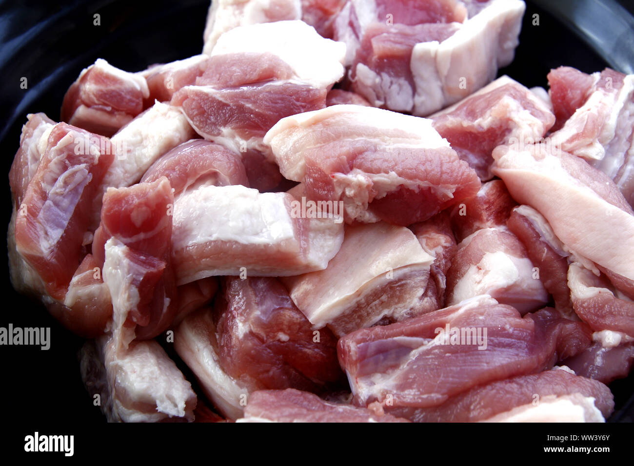 Photo of sliced fresh raw pork belly Stock Photo - Alamy