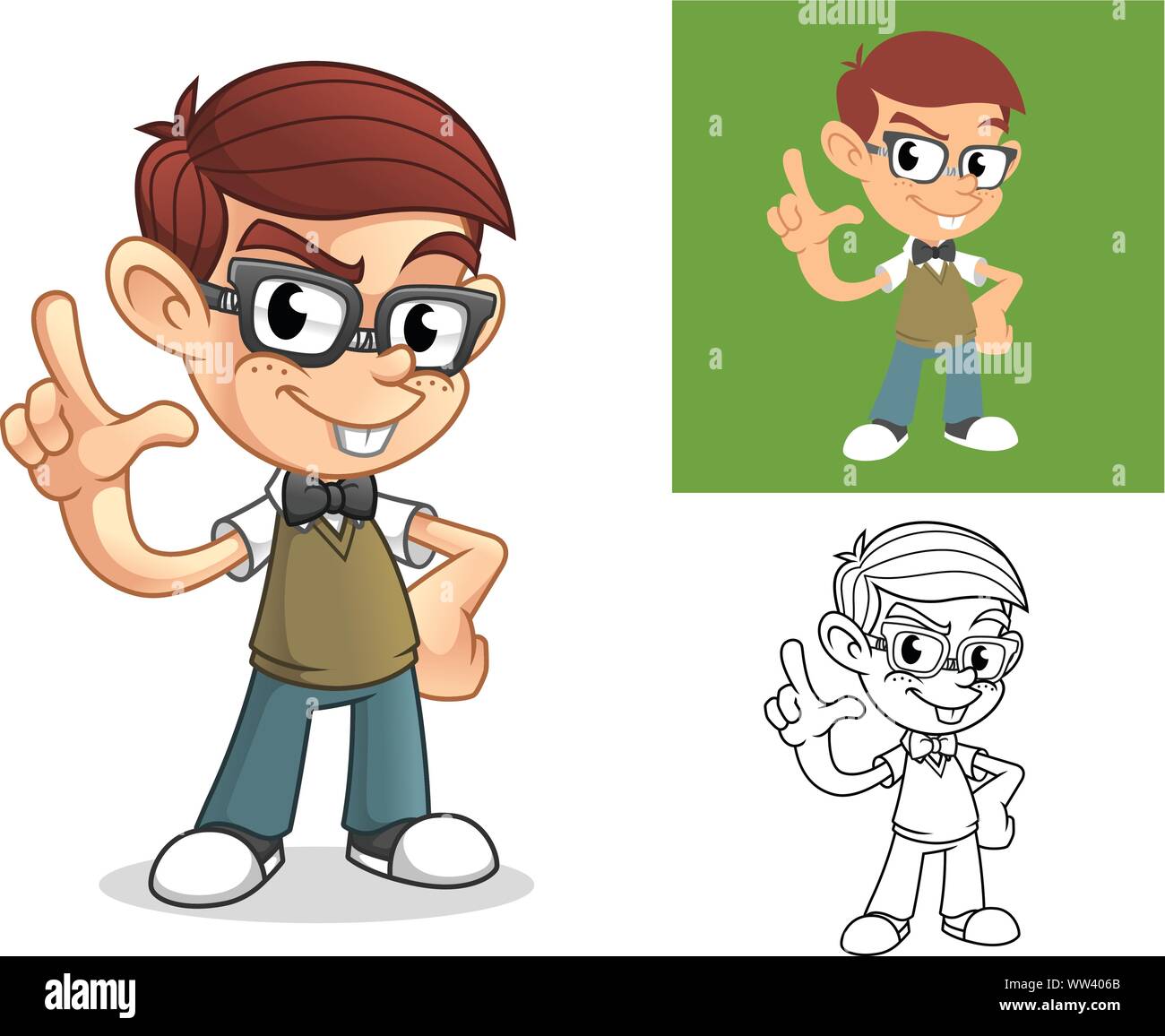 Happy Geek Boy Teasing with Demeaning Hand Gesture or Loser Sign ...