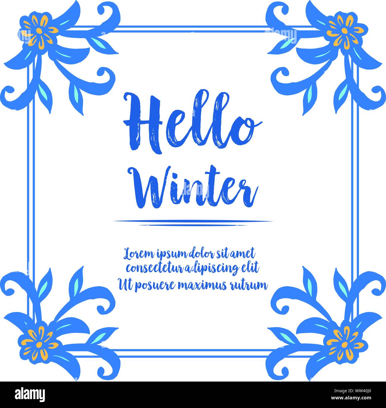 Template of place for your text, hello winter, with various shape blue ...