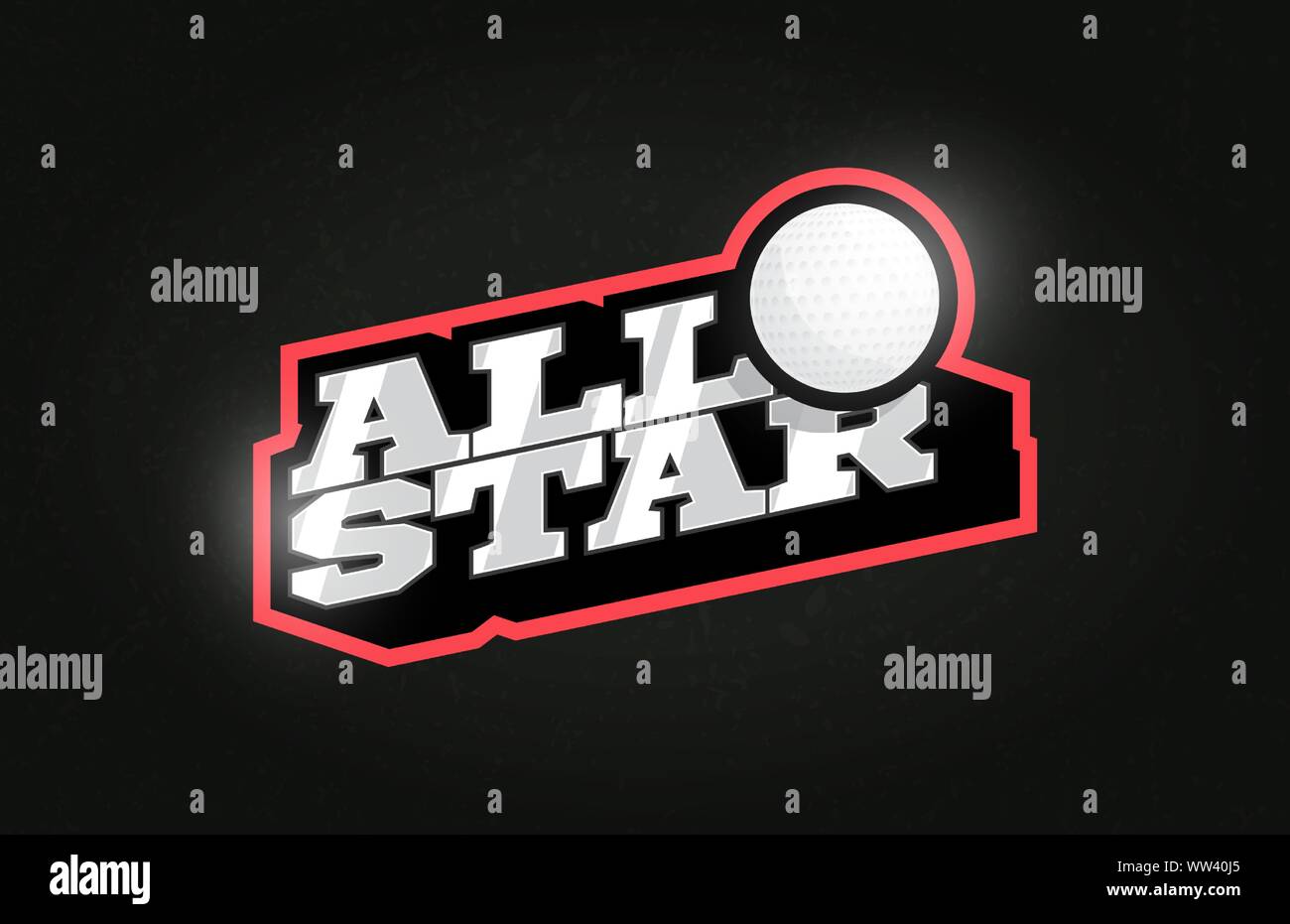 All Star Modern professional Typography golf ball sport retro style ...
