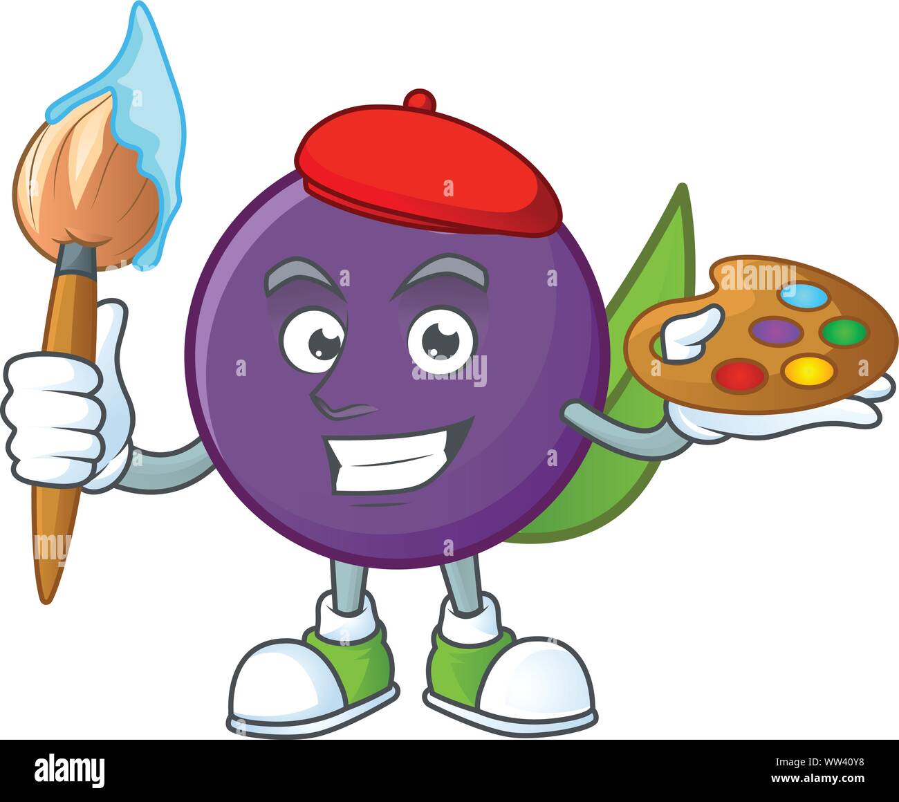 Painter acai berries cartoon on white background Stock Vector Image ...