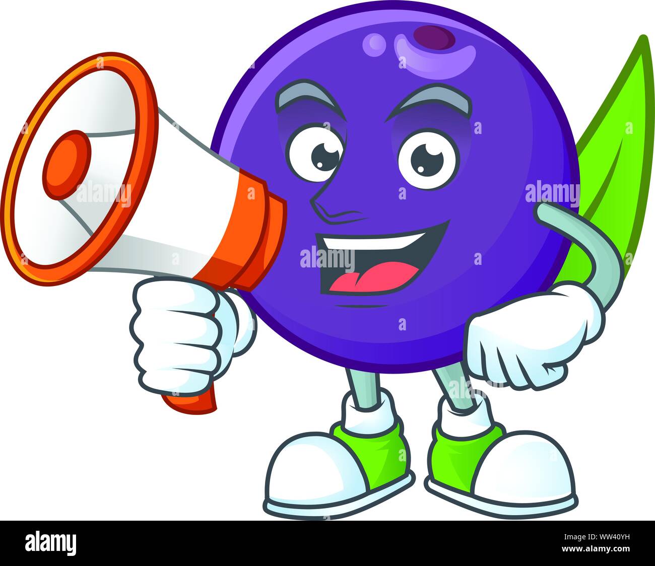 With megaphone acai berries cartoon on white background Stock Vector ...