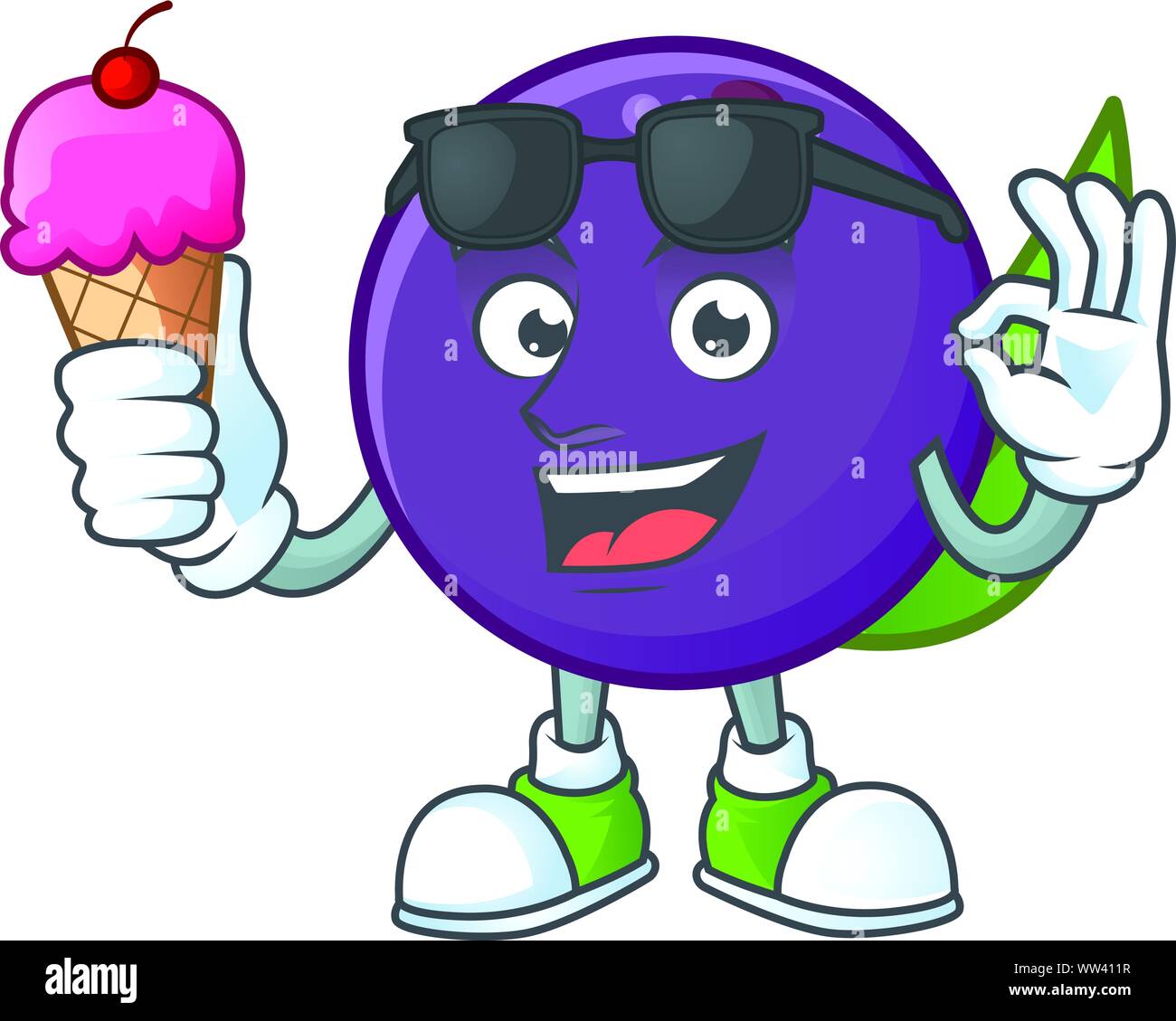 With ice cream acai berries cartoon character for health Stock Vector ...