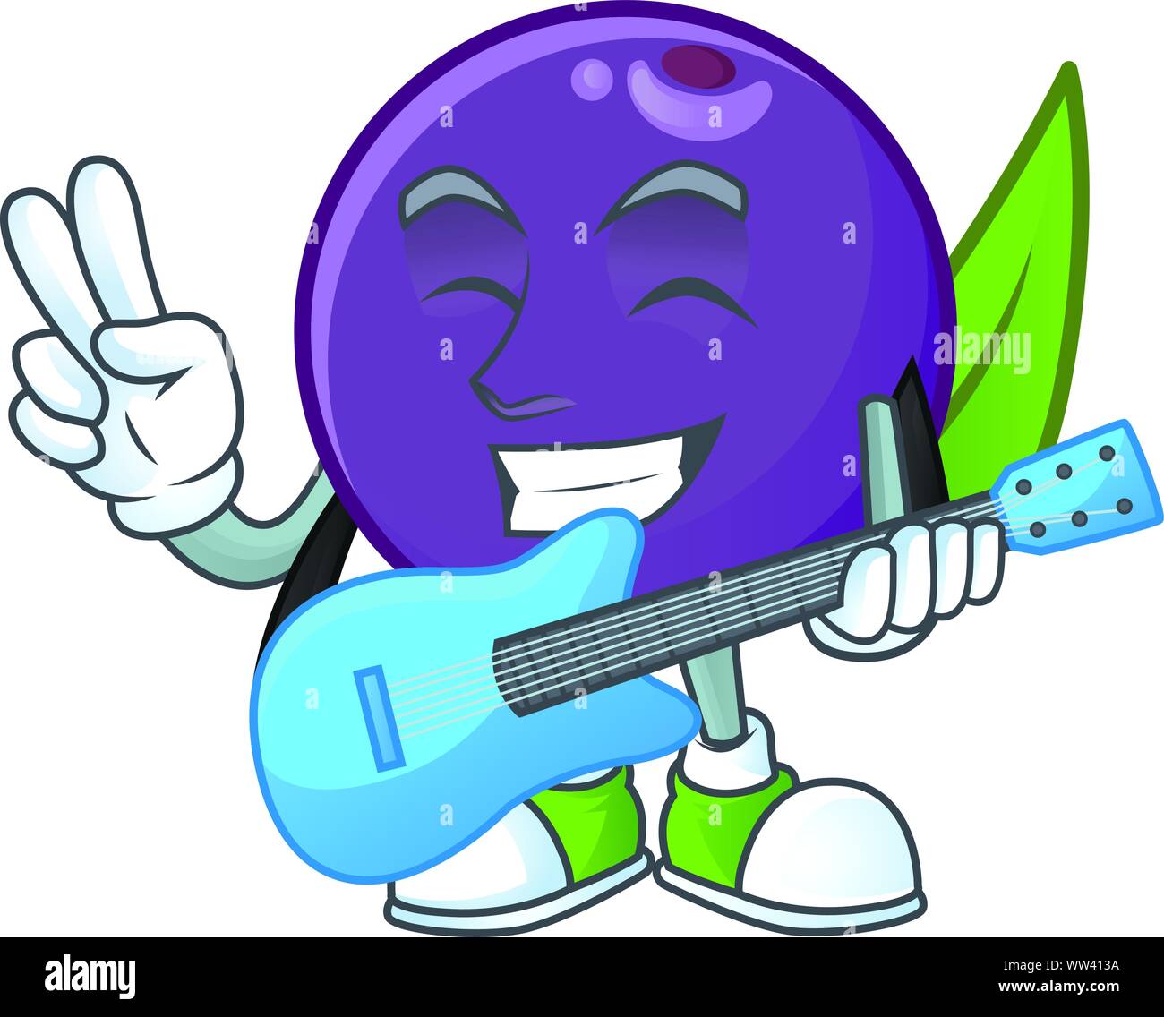 With guitar acai berries cartoon character with mascot Stock Vector ...