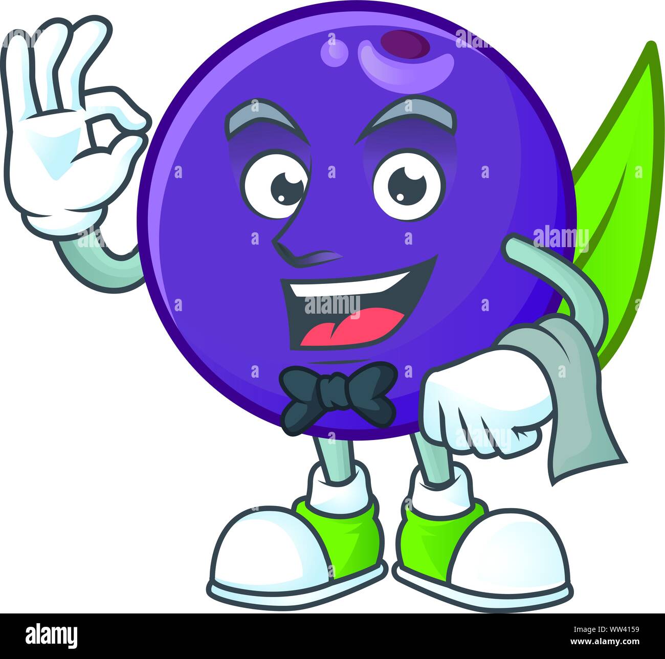 Waiter acai berries cartoon character with mascot Stock Vector Image ...