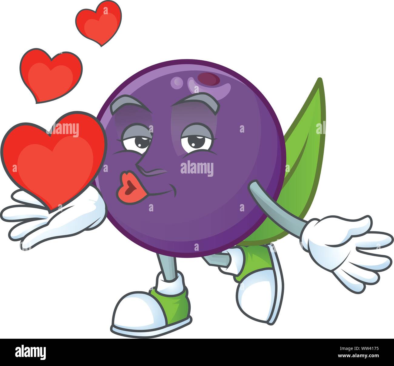 With heart acai berries cartoon character with mascot Stock Vector ...