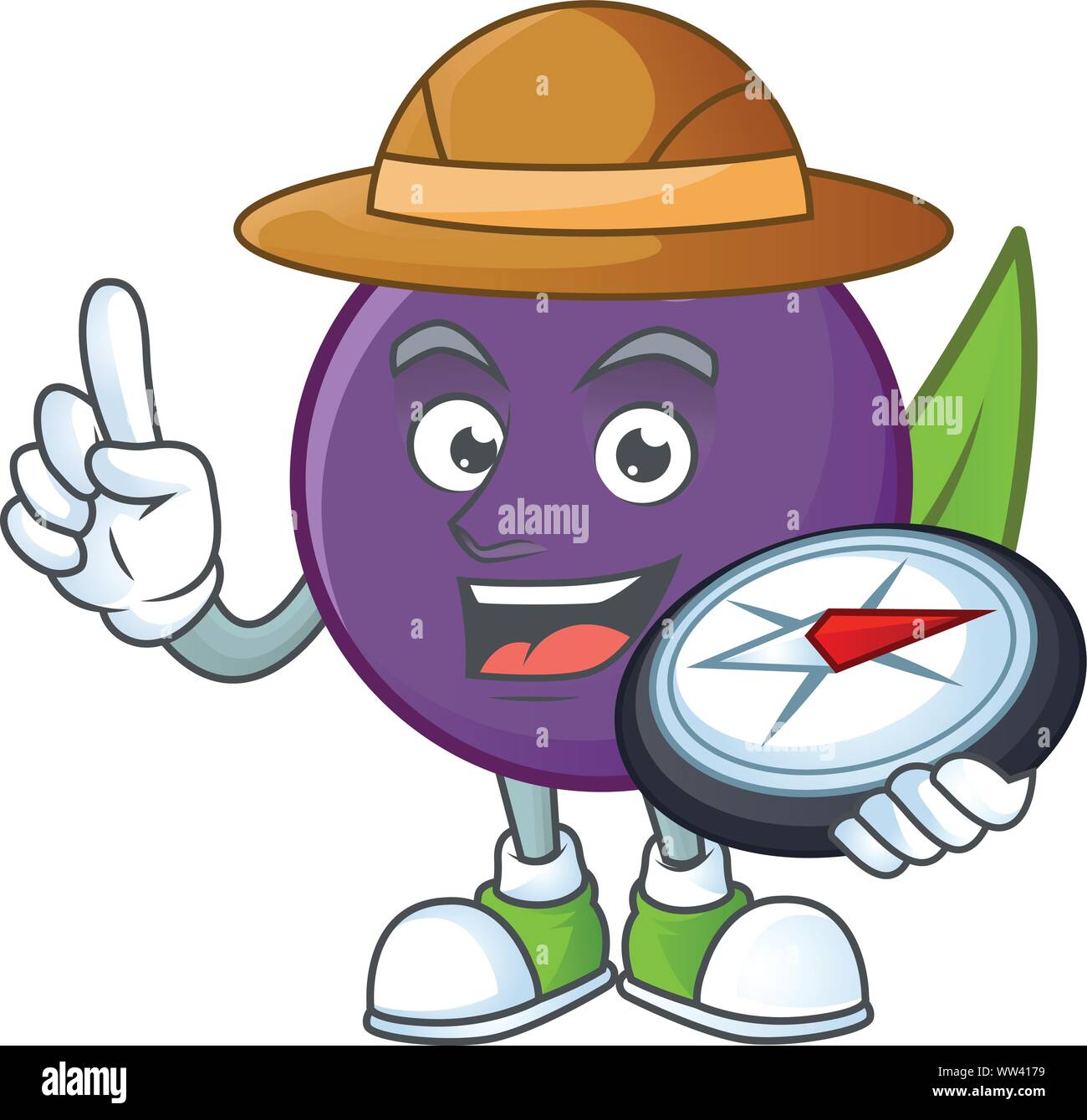 Explorer acai berries cartoon character with mascot Stock Vector Image ...