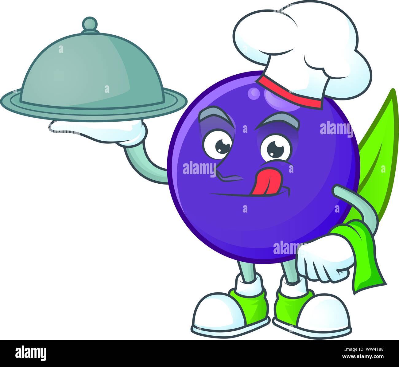 Chef with food acai berries cartoon character with mascot Stock Vector ...