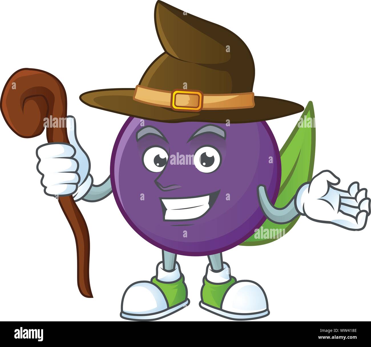 Witch acai berries cartoon character with mascot Stock Vector Image ...