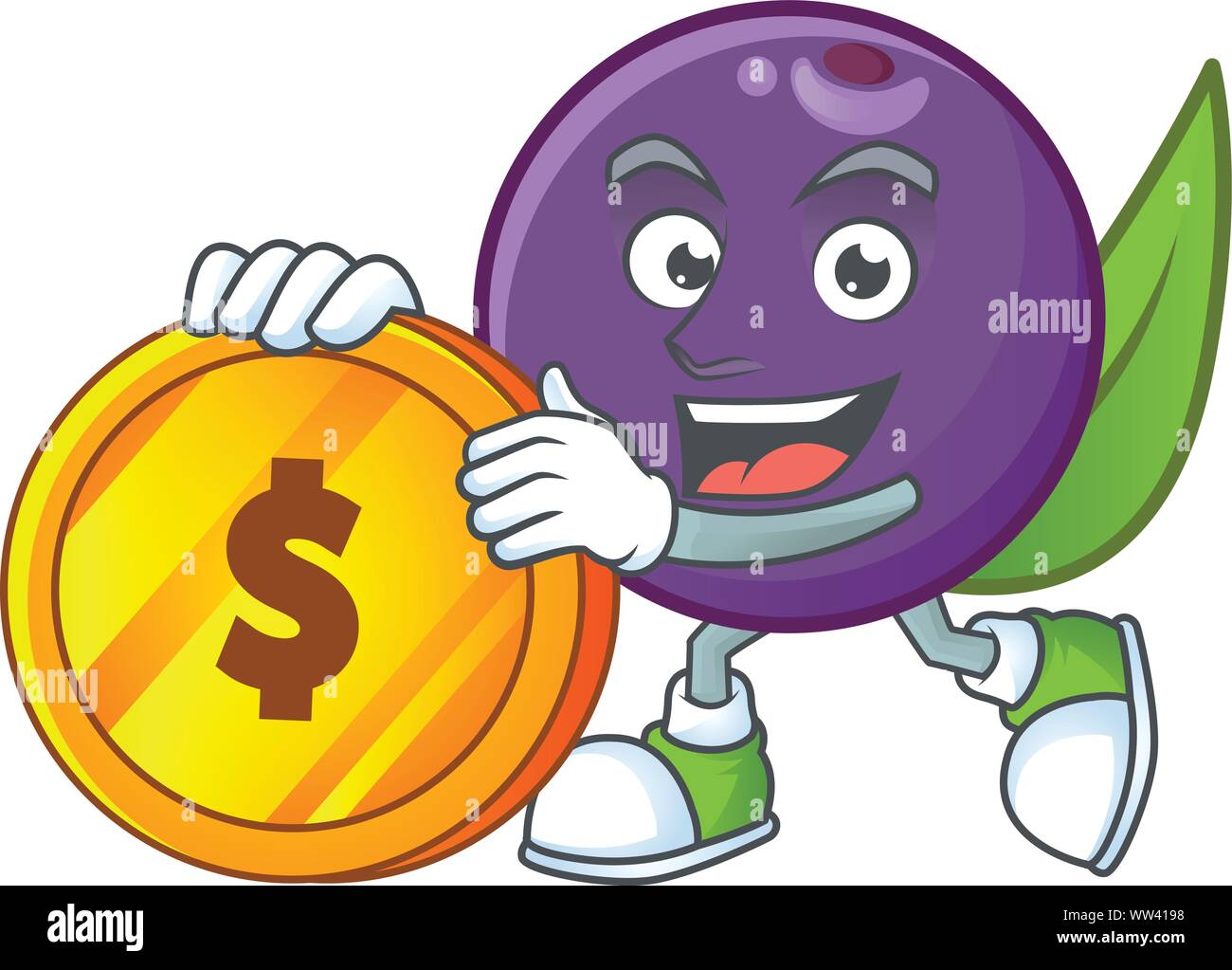 Bring coin acai berries character for fresh fruit Stock Vector Image ...
