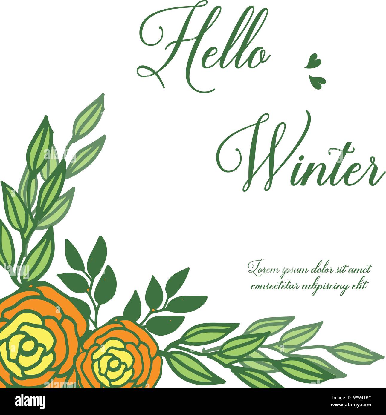 Cute colorful rose flower frame background for greeting card hello ...