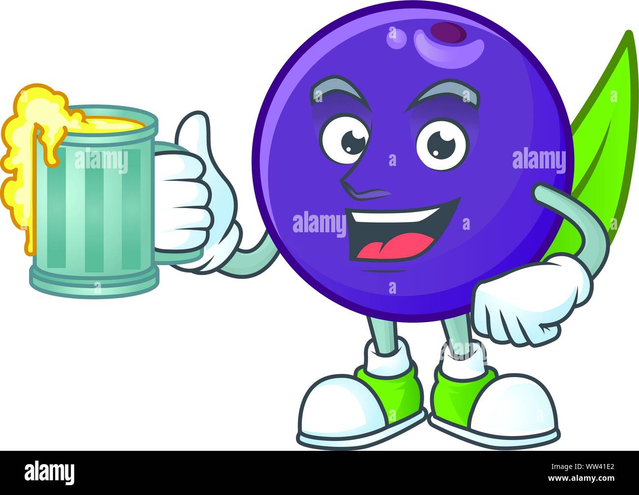 With juice acai berries cartoon character with mascot Stock Vector ...