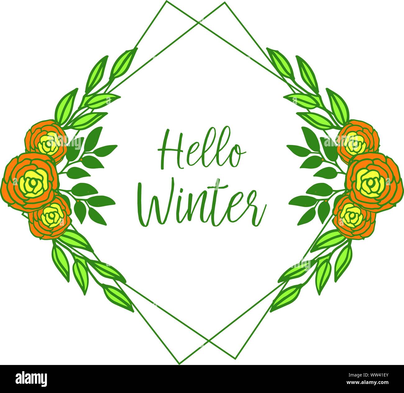 Cute colorful rose flower frame background for greeting card hello ...