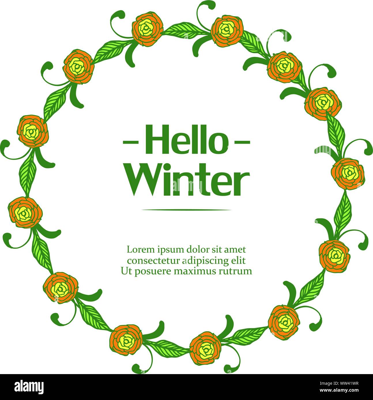 Wallpaper greeting card hello winter, bright green leaves and elegant ...