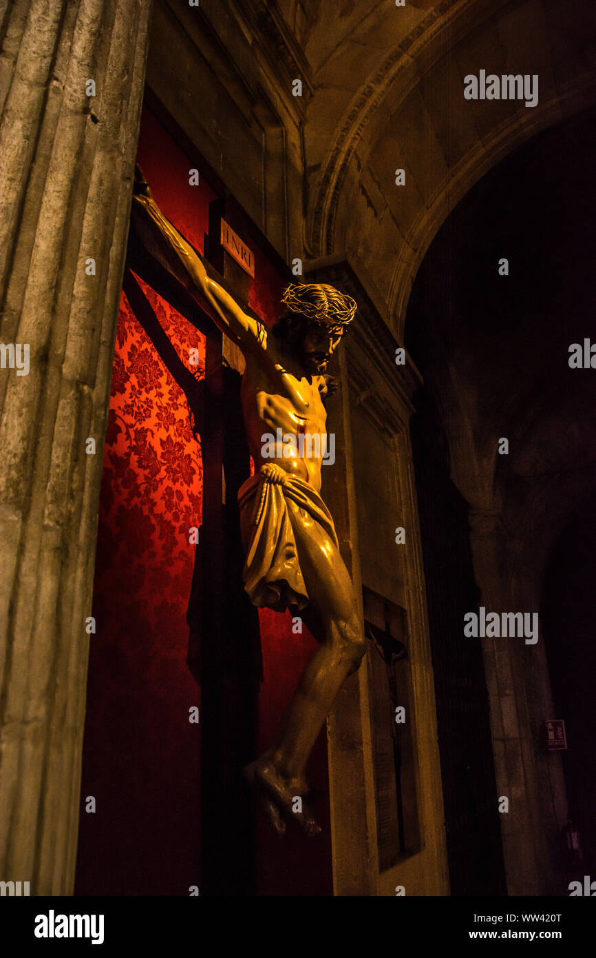 An image of Jesus Christ the Son of God hanging on a cross in a church ...