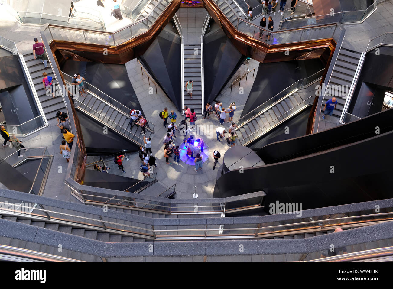 Inside The Vessel in Hudson Yards in New York City looking down Stock ...