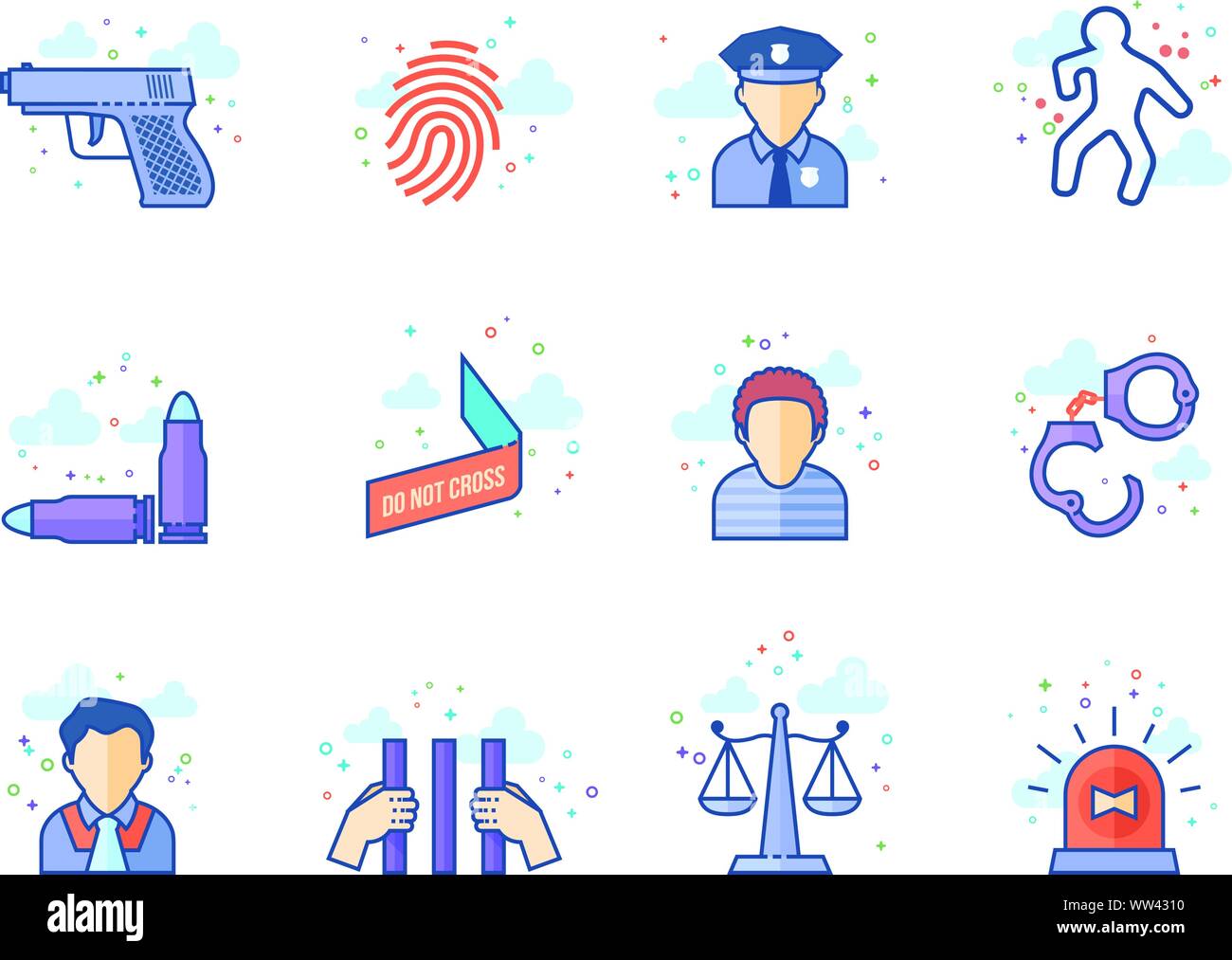 Crime icons in color Stock Vector Images - Alamy