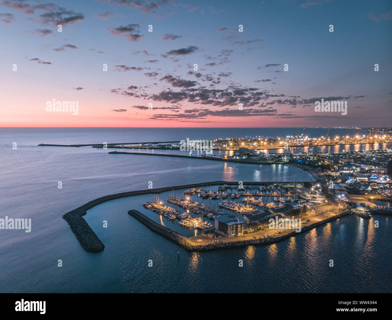Fremantle aerial skyline view in sunset Stock Photo - Alamy