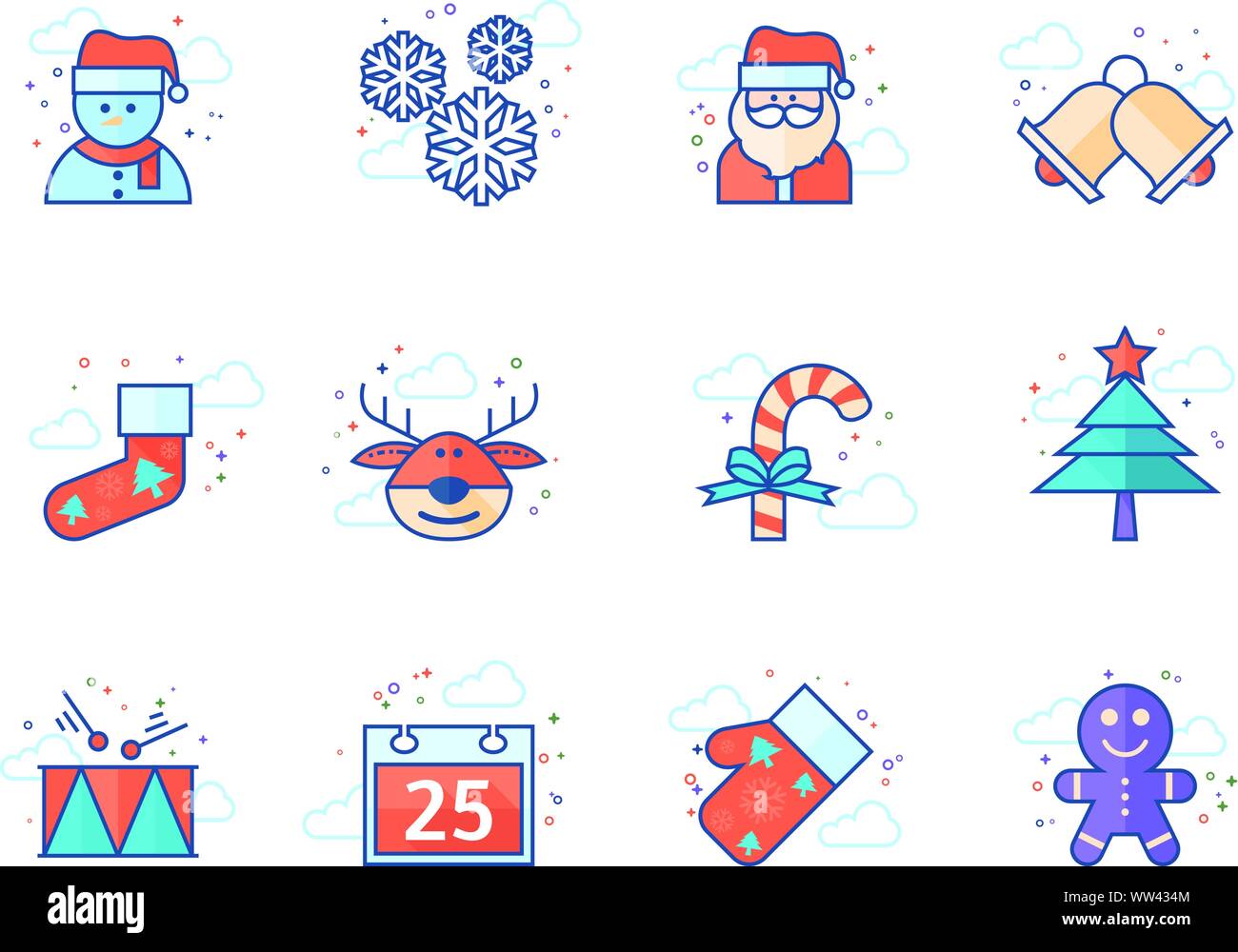 Christmas icon icon series in flat color style. Vector illustration ...