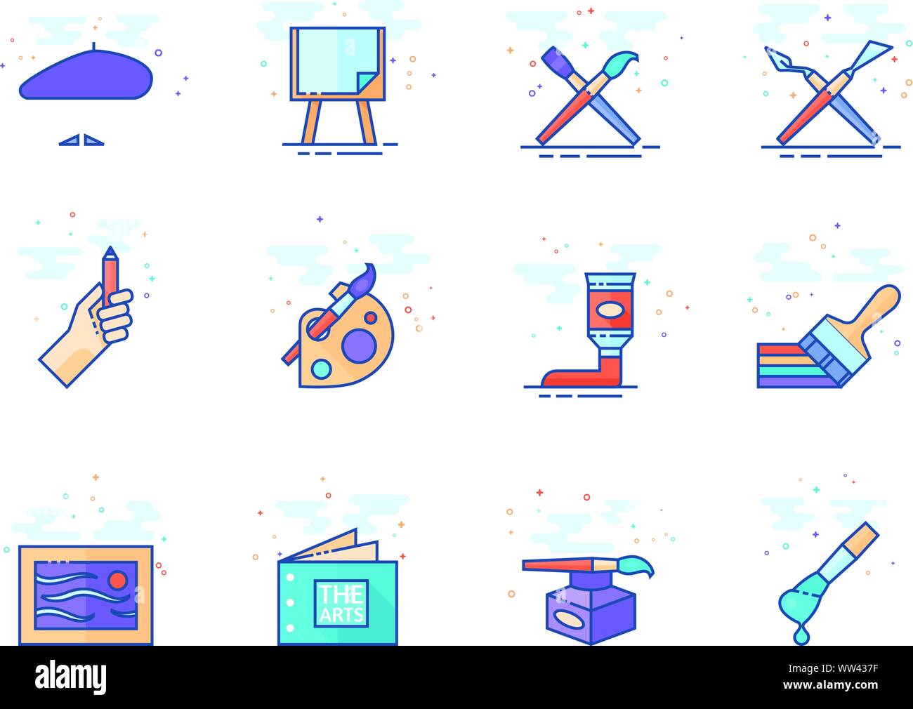 Artist icons in flat color style. Vector illustration Stock Vector ...