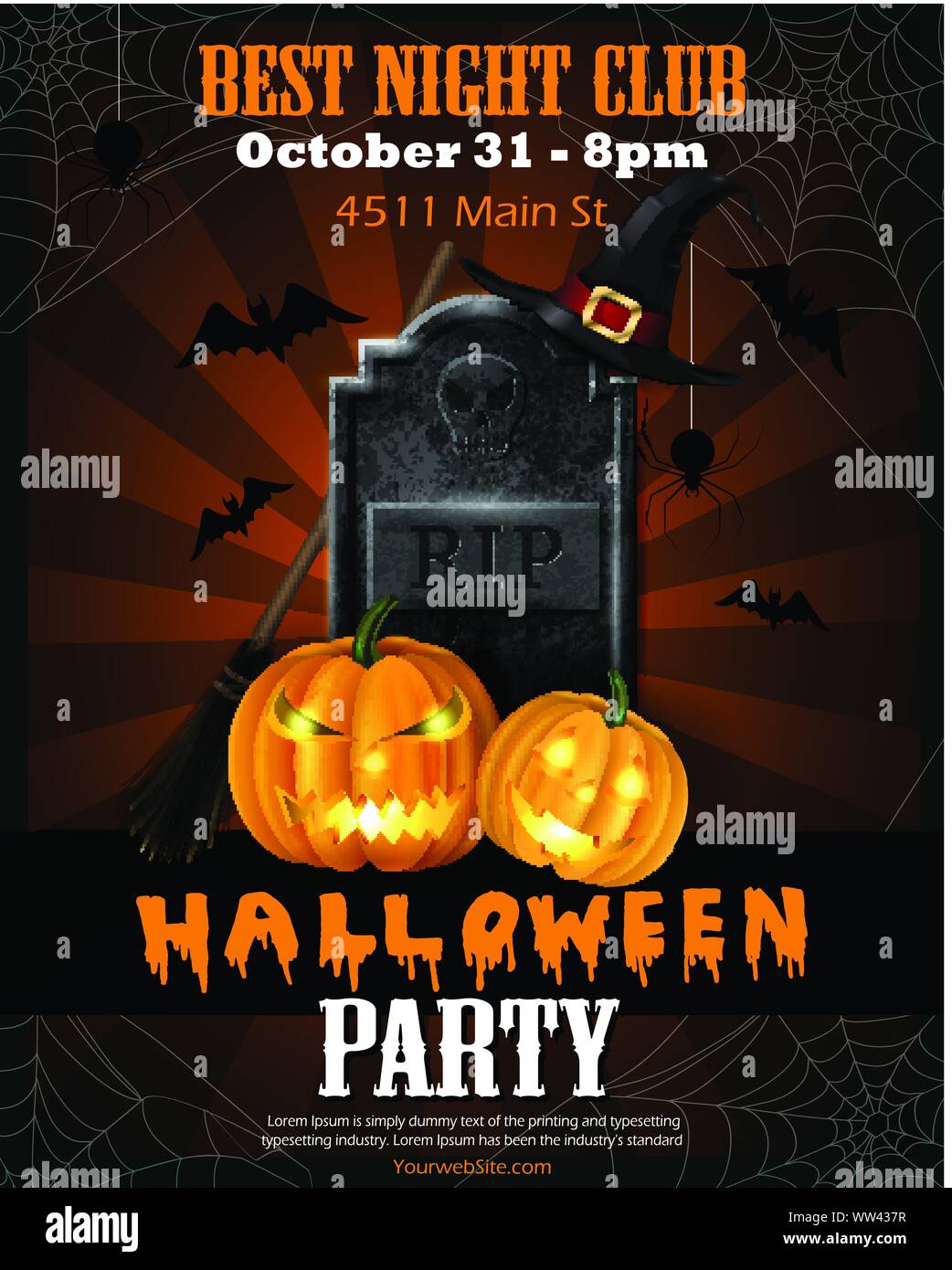 Halloween party flyer with pumpkins Stock Vector Image & Art - Alamy
