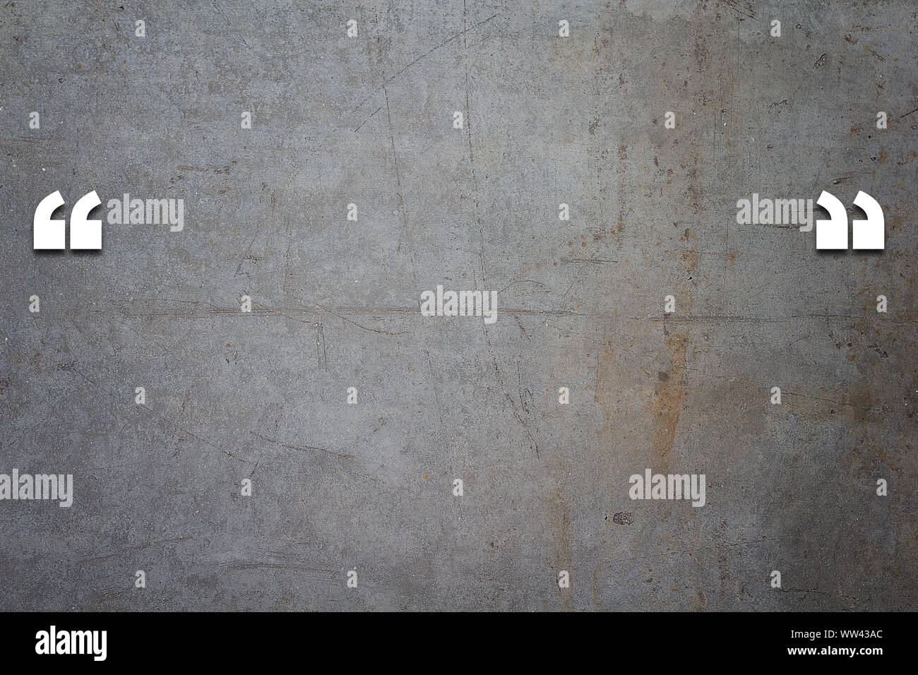 Quotation mark and copy space on grunge concrete texture background ...