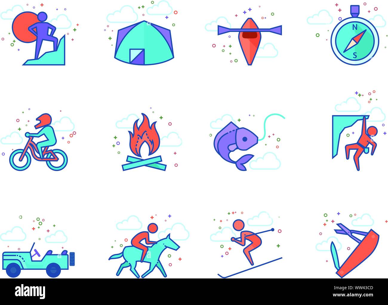 Cycling flat icons Cut Out Stock Images & Pictures - Alamy