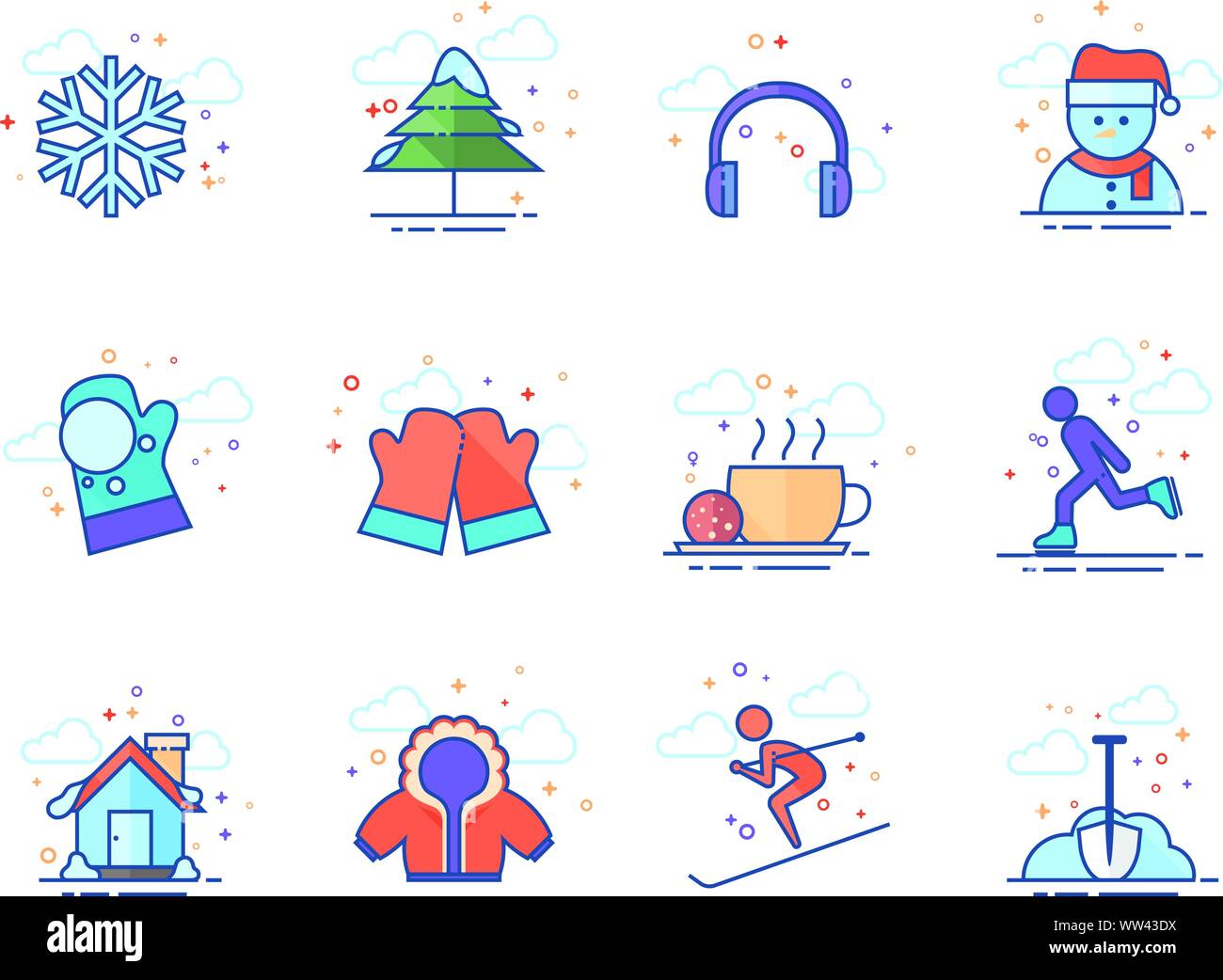 Winter icons in flat colors style. Vector illustration Stock Vector ...