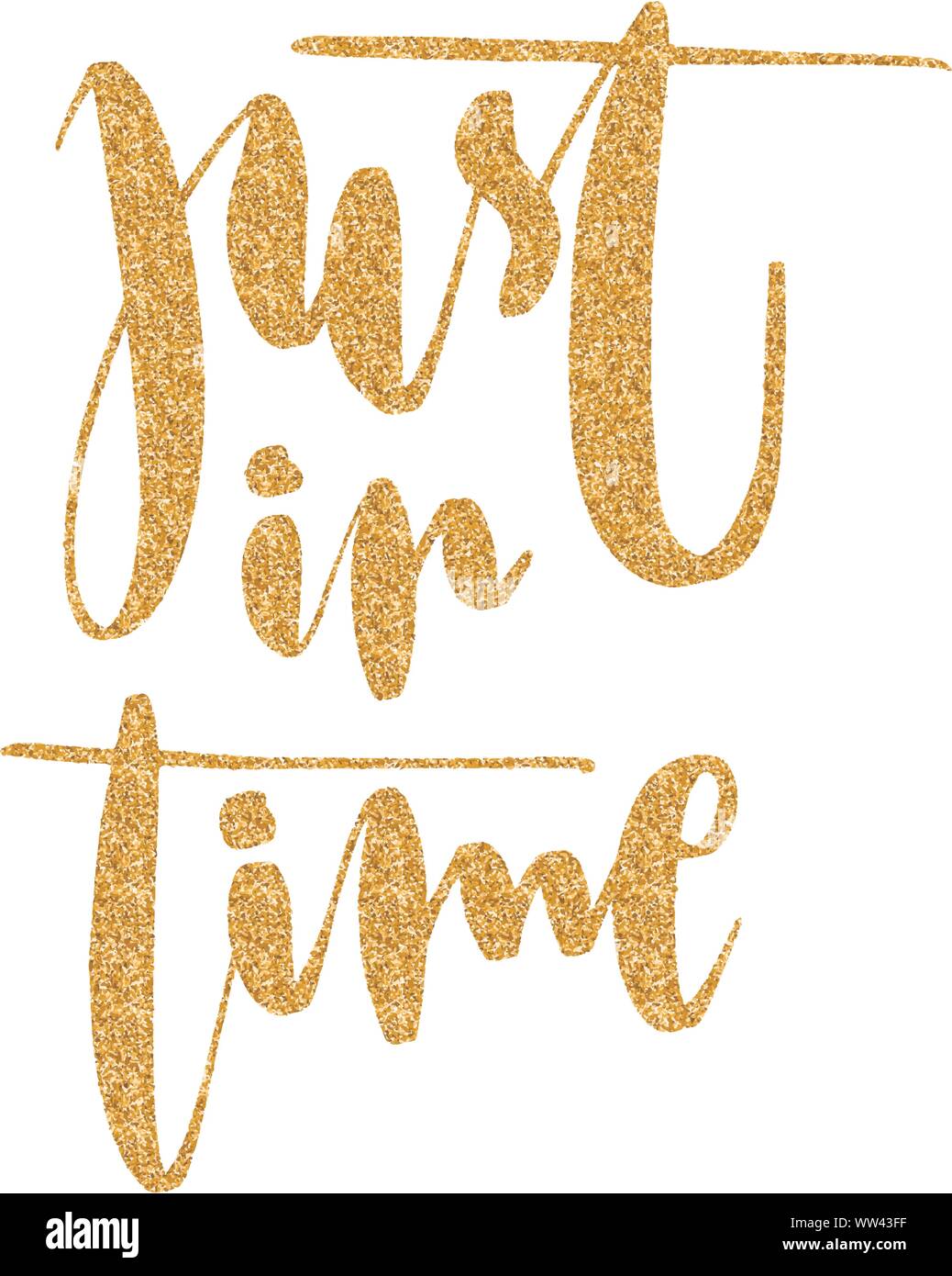 Lettering words in gold glitter. Just in time Stock Vector Image & Art ...